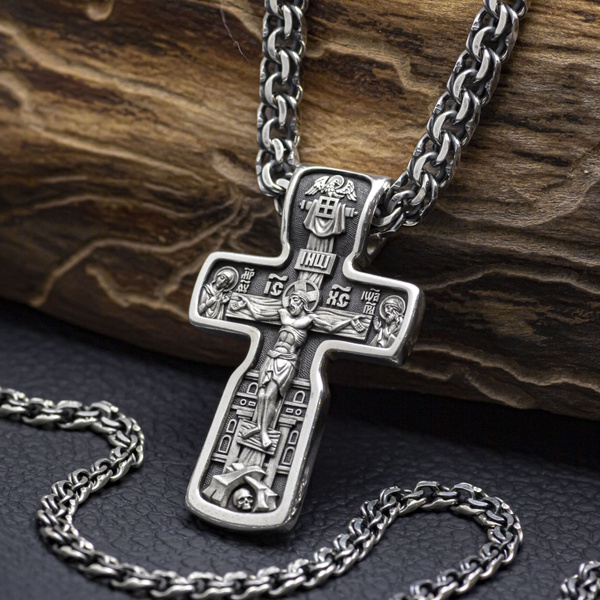 Крестик серебряный Православный, черненый, мужской, красивый,необычный ...