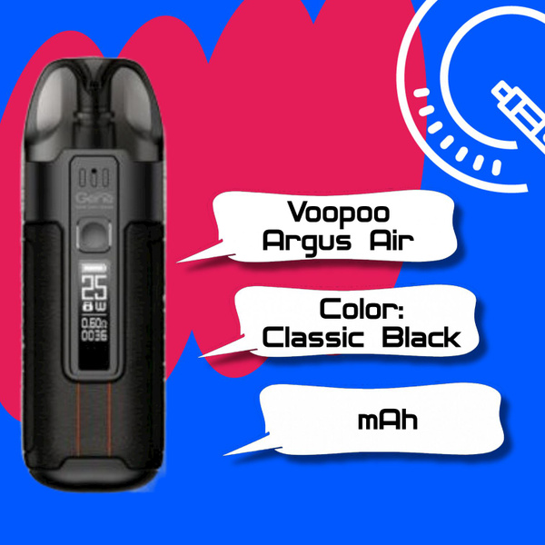 Набор Voopoo Argus Air Pod Kit, 900 мАч, 25 Вт, Classic Black, 1 шт ...