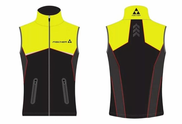 Жилет Мальчики, Девочки Fischer черный, желтый Softshell, размер 146 ...
