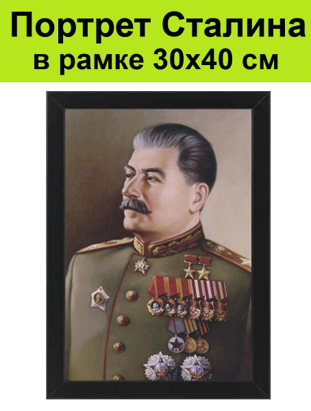 Портрет Сталина в рамке 30х40 см / картина, постер, плакат, фото Иосиф ...