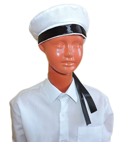 Бескозырки моряка (ткань хб, черно-белые) 54-56 р-ра (комплект из 5 шт ...