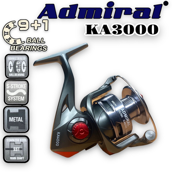 Катушка Admiral KA, С байтраннером, 3000, Передний + Задний фрикцион ...