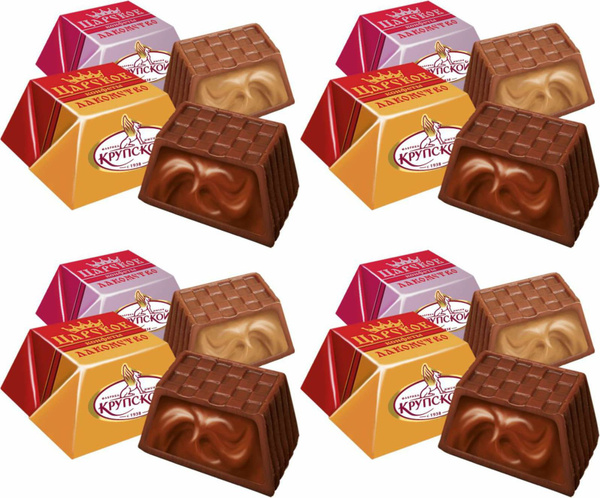 Конфеты шоколадные Фабрика имени Крупской Царское лакомство комплект 4 упаковки по 220 г