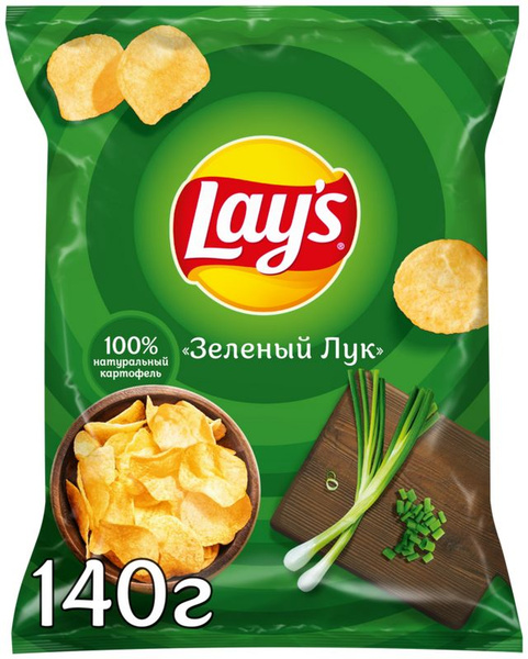 Чипсы картофельные натуральные LAY'S Молодой зеленый лук, 140 г ...