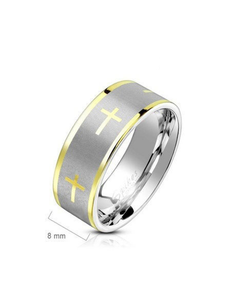 Кольцо мужское широкое стальное с крестом Spikes - купить с доставкой ...