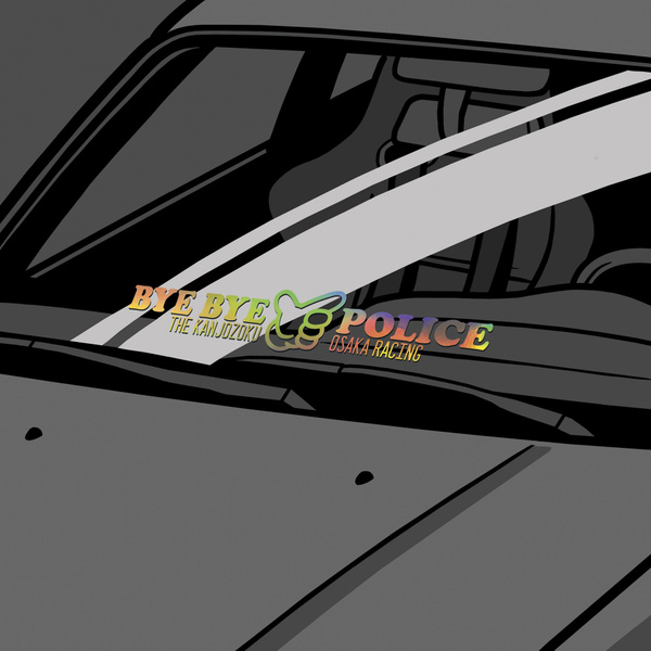 Наклейка на авто JDM, голографический стикер на стекло Bye bye police ...