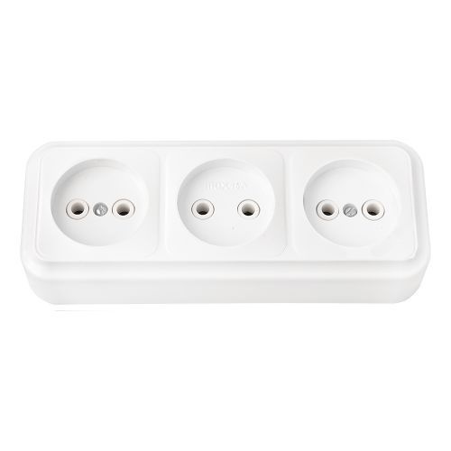 Розетка тройная накладная пружины, тонкая, 3х 16А premium, Беларусь, 3х ...