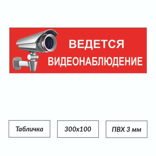 Табличка "Ведется видеонаблюдение", 30 см, 10 см - купить в интернет ...