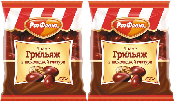 Драже Рот Фронт Грильяж в шоколадной глазури, комплект: 2 упаковки по ...
