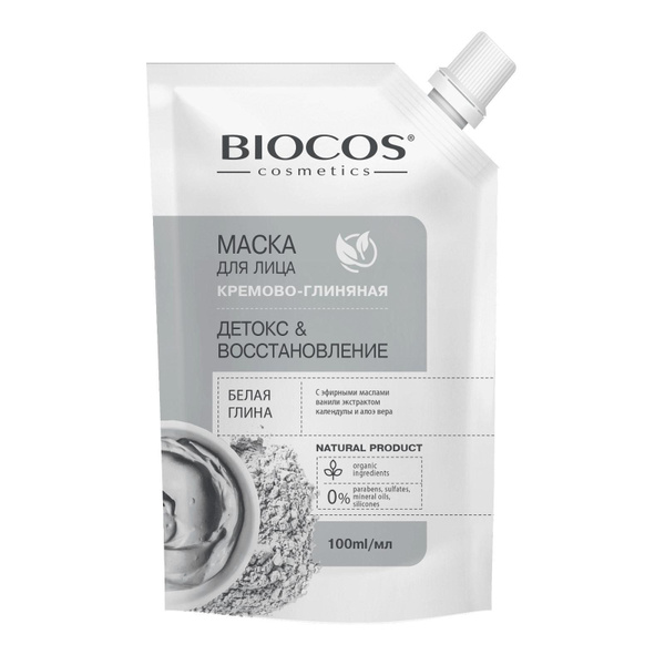 Маска для лица BioCos на основе белой глины, детокс и восстановление в ...