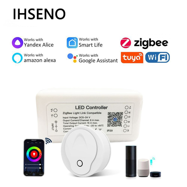 Tuya Zigbee Умный контроллер светодиодной ленты RGBCW, белый - купить с ...