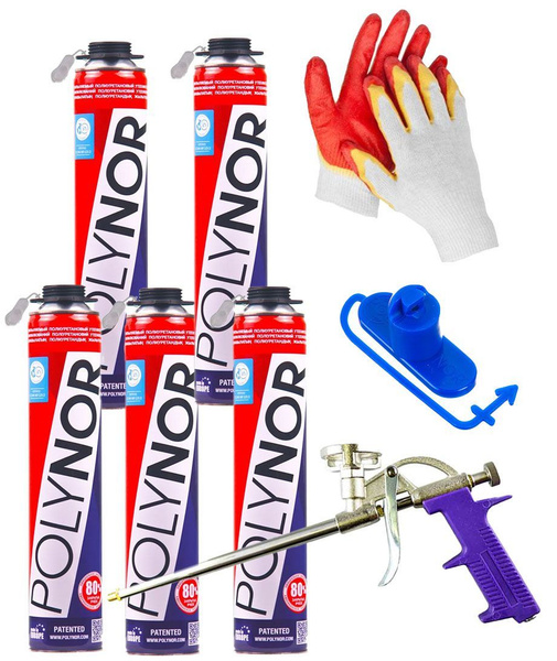 Комплект напыляемый утеплитель Polynor 5шт + пистолет + 2 вида насадок + перчатки купить на OZON ...