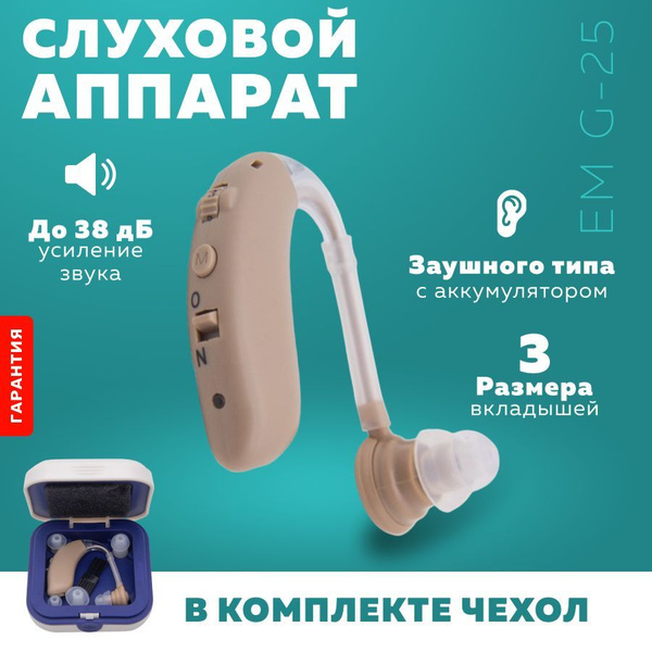 Слуховой аппарат заушный для слабослышащих EM-G25 - купить с доставкой ...