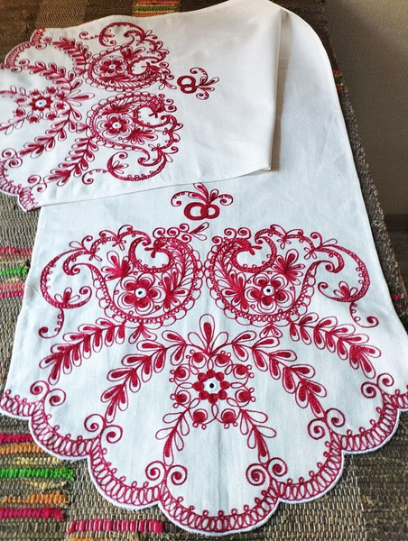 Льняной рушник под каравай / на свадьбу с русской вышивкой - купить с ...