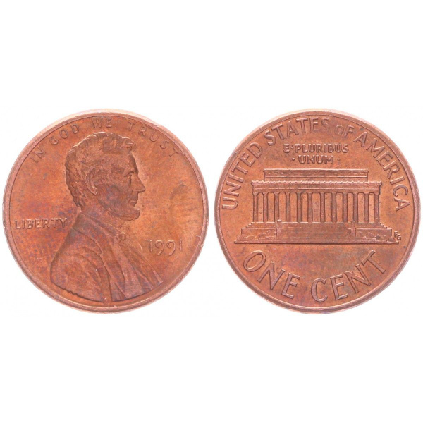 США 1 Цент 1991 год КМ# 201b Филадельфия Линкольн - купить в интернет-магазине OZON с быстрой ...