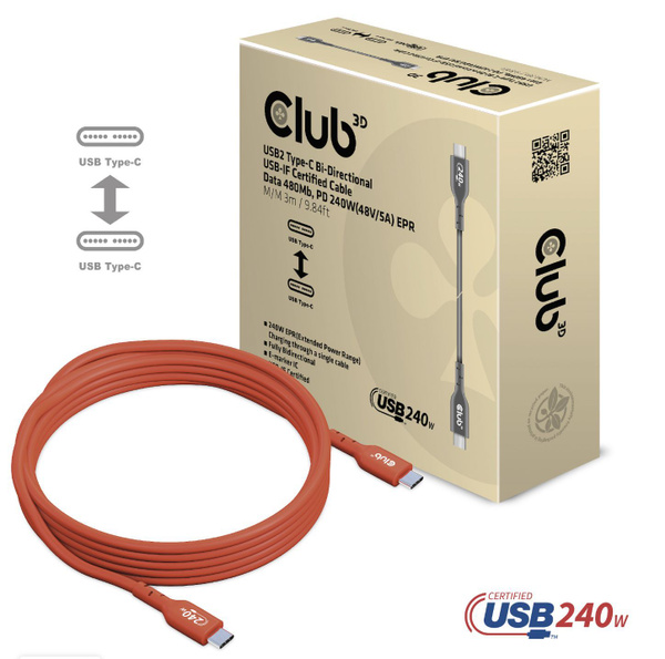 Кабель USB Type-C/USB Type-C Club 3D USB-C / USB-C (M/M) USB2 Type-C ...
