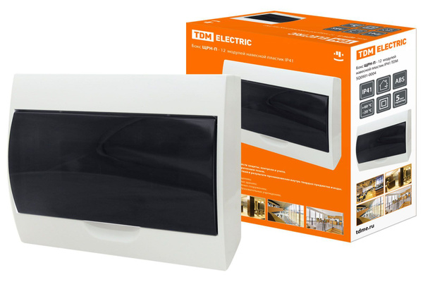 Бокс TDM ЩРН-П IP41, 12 модулей, навесной пластик /10 - купить по выгодной цене в интернет ...