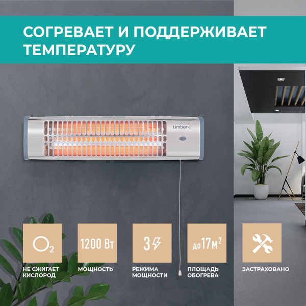 Обогреватель Timberk Инфракрасный T-CH1.2-A11, серия Basic A11, 1200 Вт ...