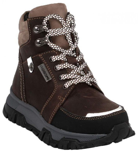 Ботинки Мальчики Elegami коричневый, размер 31 Демисезон Молния, Шнурки Россия купить c ...