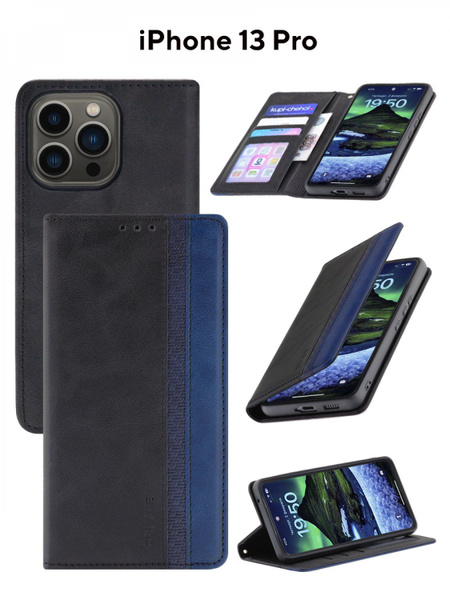 Чехол на Айфон 13 Pro Kruche Purse Combi черный, книжка с карманом для ...