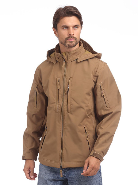 Куртка Мужской PROFARMY Капюшон горчичный Softshell, размер 60 Богатырь Длинный Демисезон прямой ...