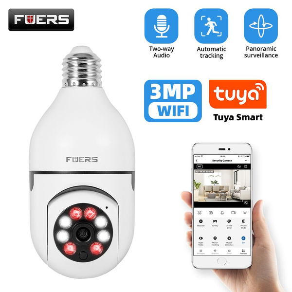 IP-камера Fuers 3MP E27, полноцветная Wi-Fi, внутренняя мини-камера ...