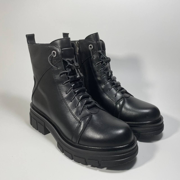 Ботинки Женский Covani черный, размер 39 Зима 8 Молния, Шнурки Каблук + платформа Словакия ...