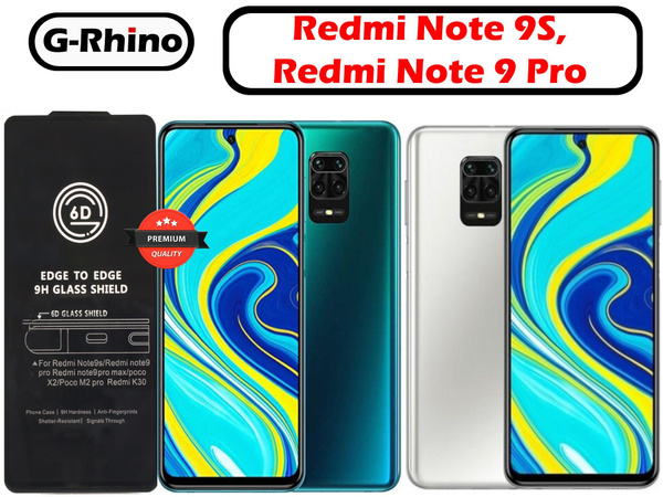 Защитное стекло G-Rhino для Xiaomi Redmi Note 9S / Note 9 Pro олеофобное покрытие черная рамка ...