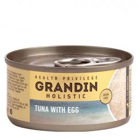 Grandin Влажный корм (консервы) для котят, мусс тунца с яйцом, 80 гр ...
