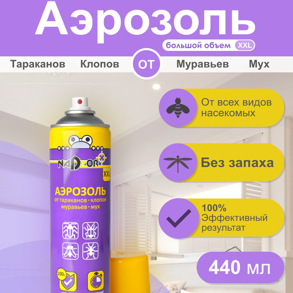 Аэрозоль от тараканов без запаха , муравьёв NADZOR , 440 мл - купить с ...