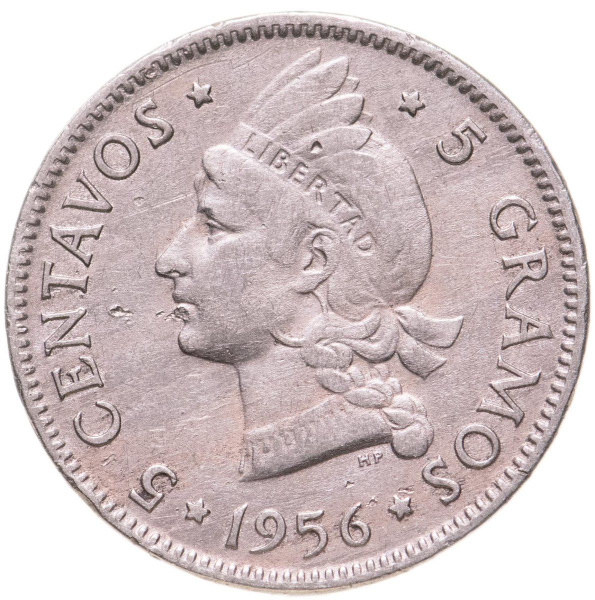 Доминикана 5 сентаво centavos 1956, Мельхиор медь-никель , в сохранности XF - купить в интернет ...