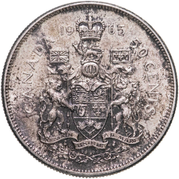 Канада 50 центов cents 1965, Серебро 800, в сохранности AU-UNC - купить в интернет-магазине OZON ...