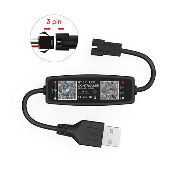 Контроллер для адресной ленты USB 5В (Bluetooth, RGB, 3PIN) Огонек OG ...