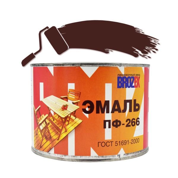 Эмаль BROZEX ПФ-266 для пола красно-коричневая 1,9 кг, Алкидная ...