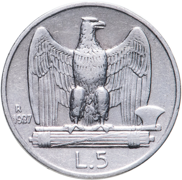 Италия 5 лир 1926-1935 гг., серебро 835 пробы, сохранность VF/XF - купить в интернет-магазине ...