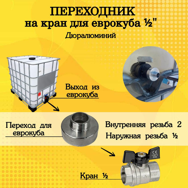Переходник на кран для еврокуба 1/2" (Дюралюминий), 1/2 - купить по ...