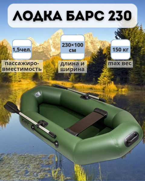 Лодка для рыбалки надувная Мастер Лодок Барс230 гребная - купить по ...