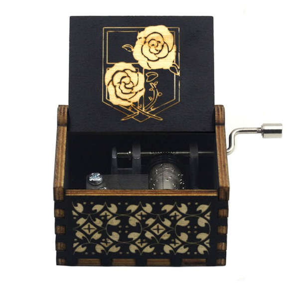 Черная деревянная музыкальная шкатулка с рукояткой, аниме-тема Конец ...