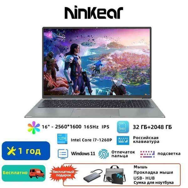 Игровой ноутбук Ninkear N16 Pro, серый металлик купить по низкой цене ...