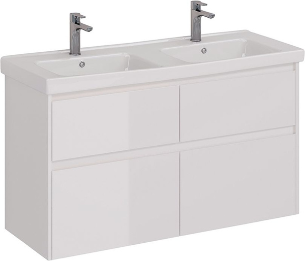 Тумба с раковиной Lemark Combi 125 подвесная, напольная, двойная, 125, 5 см, с ящиками, белая ...