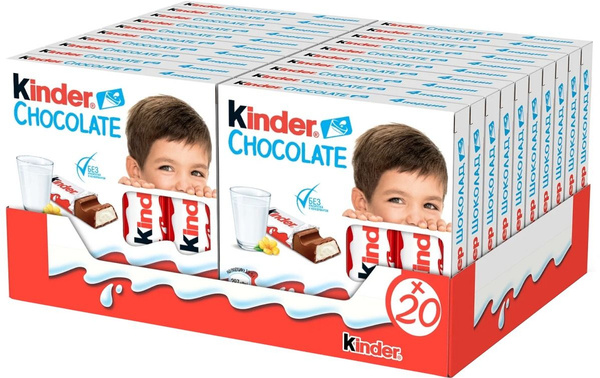 Шоколад молочный Kinder Chocolate (Киндер), 50 гр., 20 шт. - купить с ...