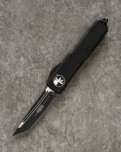 Автоматический складной нож SteelBro Microtech UTX-85 T/E Tanto Black Tactical Standard VG10 ...