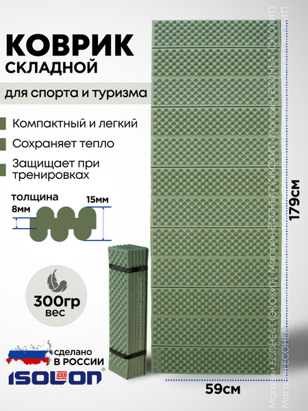 Коврик туристический складной Camping Flex 15 / ISOLON / Походный, демпфирующий, армейский ...