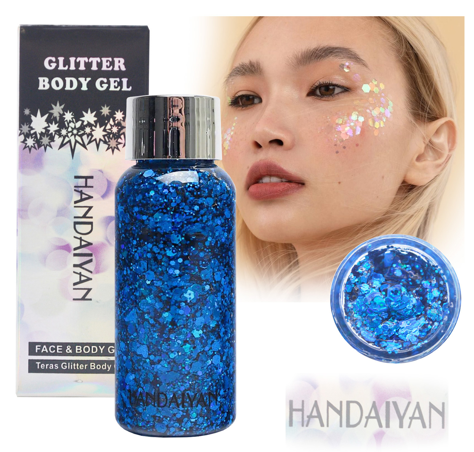 Гель-глиттер для мерцания лица, волос и тела HANDAIYAN Gliter Body Gel ...