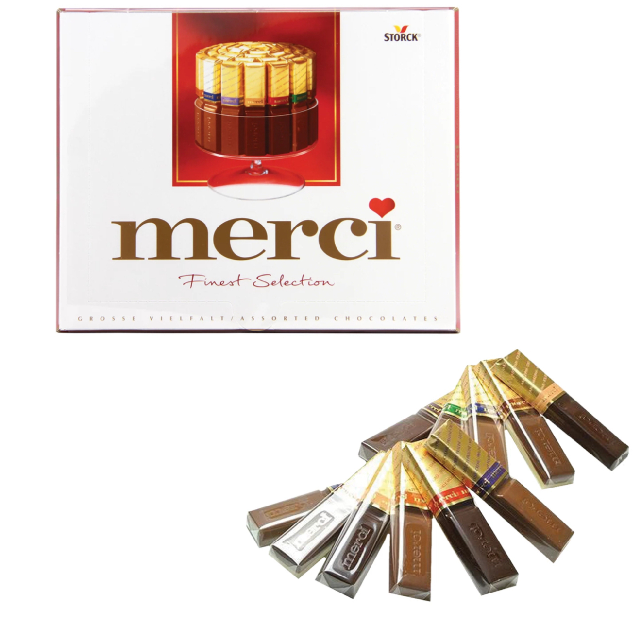 Конфеты шоколадные MERCI (Мерси), ассорти, 250 г, картонная коробка ...