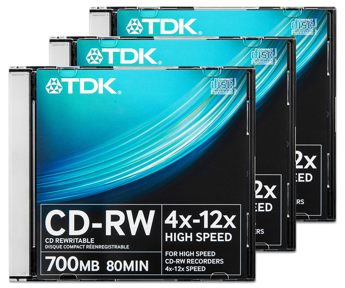 Перезаписываемый диск TDK CD-RW 700Mb 12X slim box, 3 шт. — купить в ...