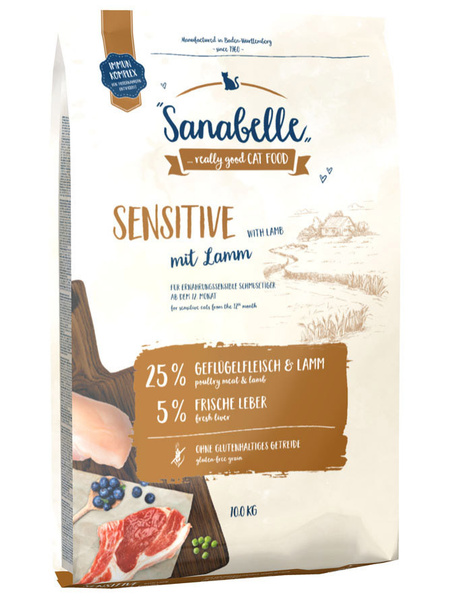Сухой корм с ягнёнком для кошек Sanabelle Sensitive 10 кг - купить с ...
