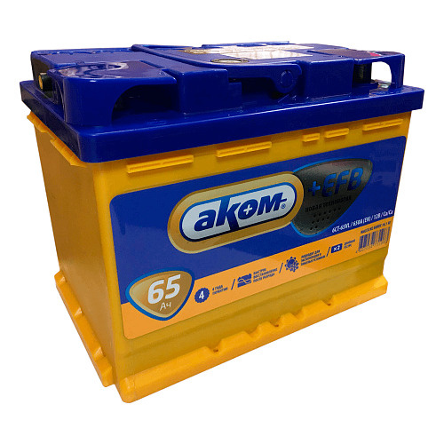 Аккумулятор автомобильный AKOM АКОМ EFB 65 А.ч Прямая полярность купить ...