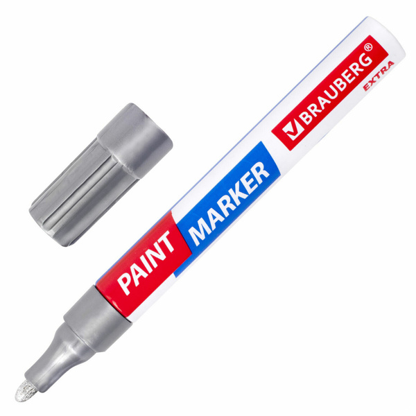 Маркер-краска лаковый Brauberg EXTRA paint marker 4 мм, серебряный ...