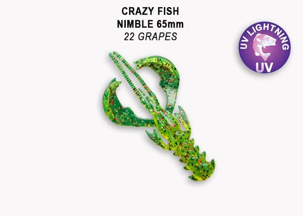 Силиконовые приманки Crazy Fish Nimble 2.5" 44-65-22-6 плавающие, 7шт ...